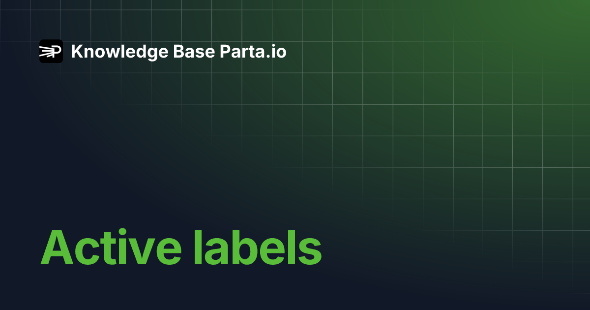 Active labels | Knowledge Base Parta.io
