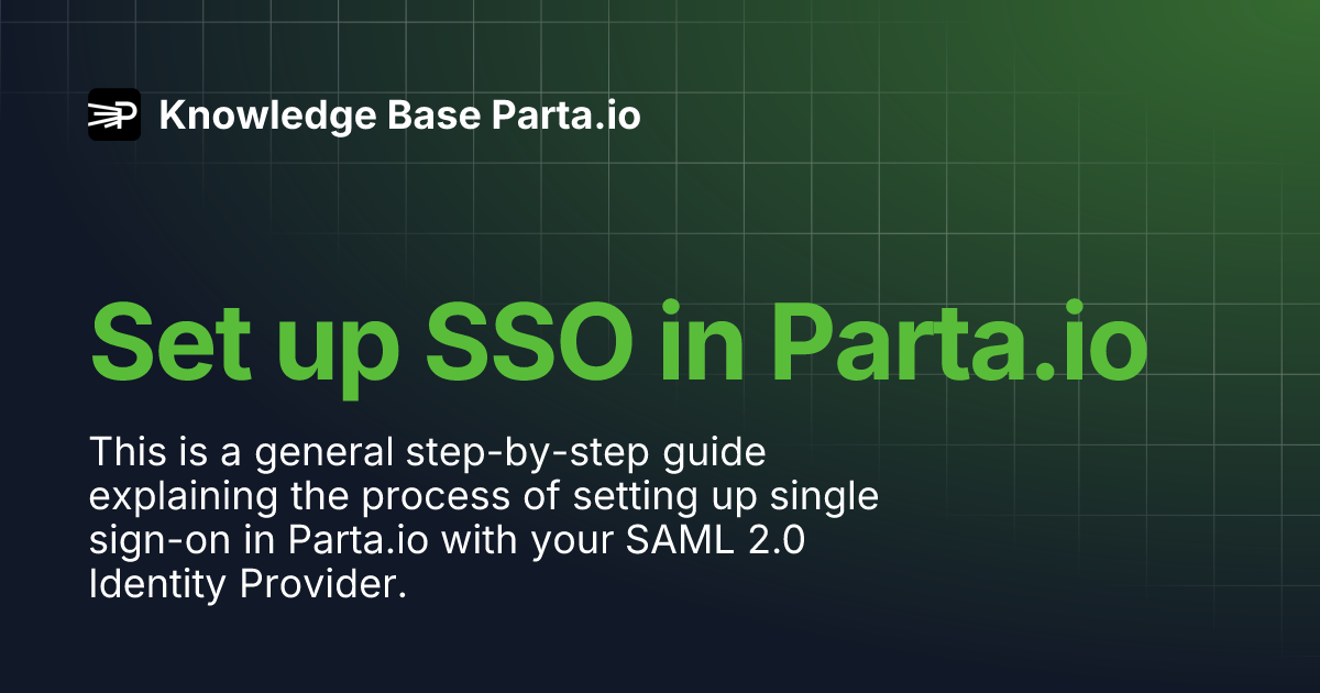 Set up SSO in Parta.io | Knowledge Base Parta.io